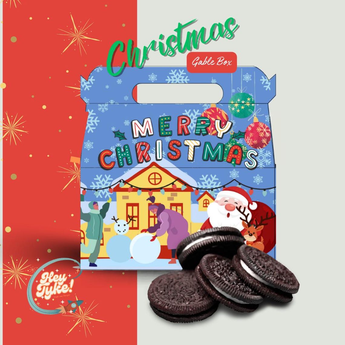 Christmas Gable Treat Box Templates: DIY Holiday Favor Boxes (canva ...