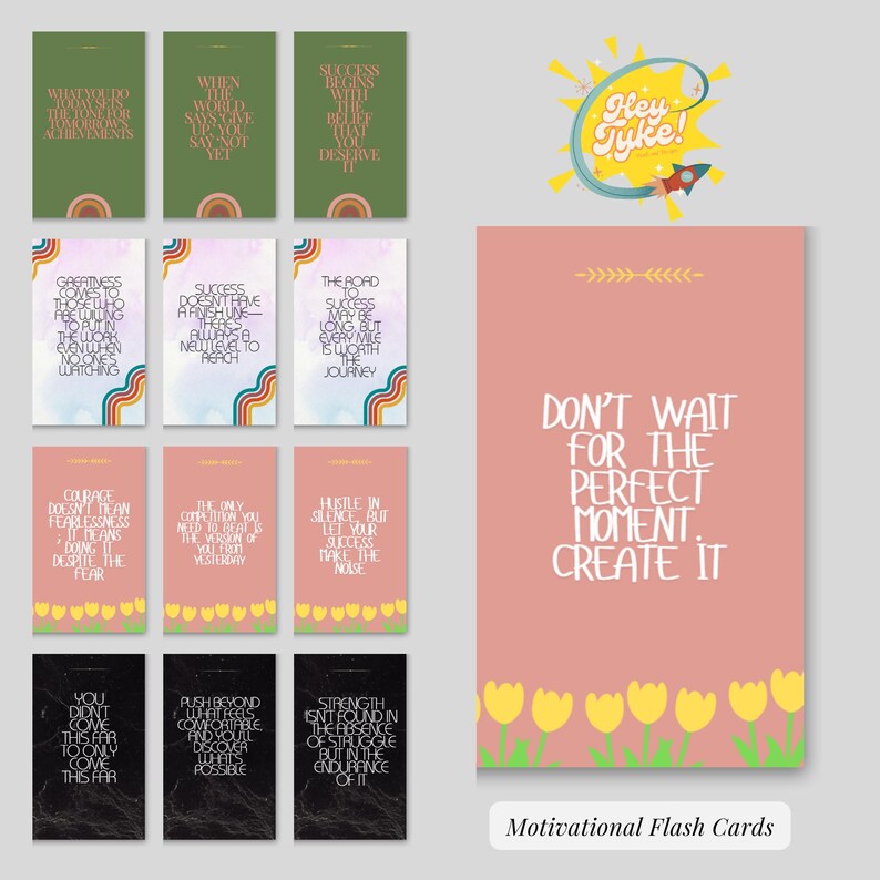 Inspirational Canva Flash Cards for Adults | 6 Designs, 60 Cards Each ...