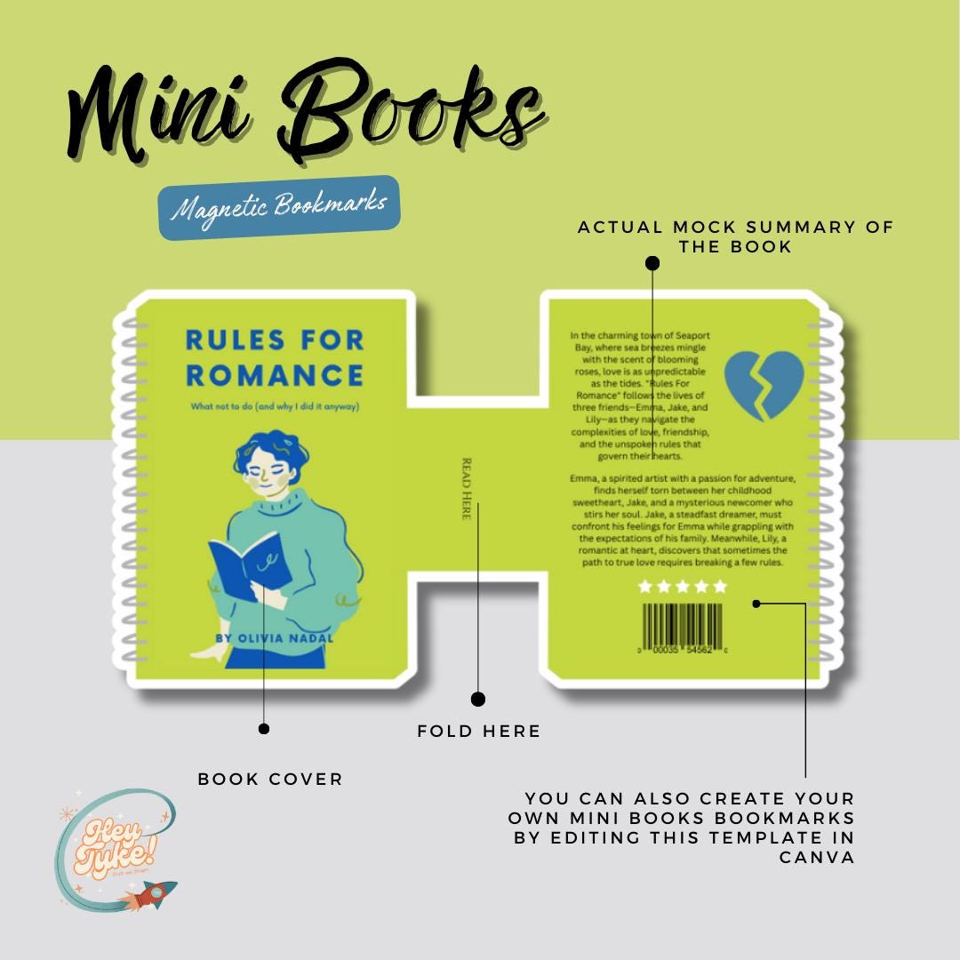 Mini Book Magnetic Bookmarks Template: DIY Reader Gifts (PDF & Canva ...