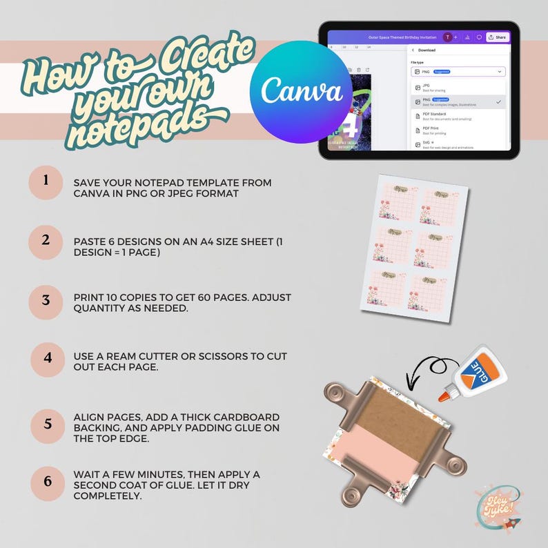 Floral Notepad Canva Templates: 100 Custom Stationery Designs (digital ...