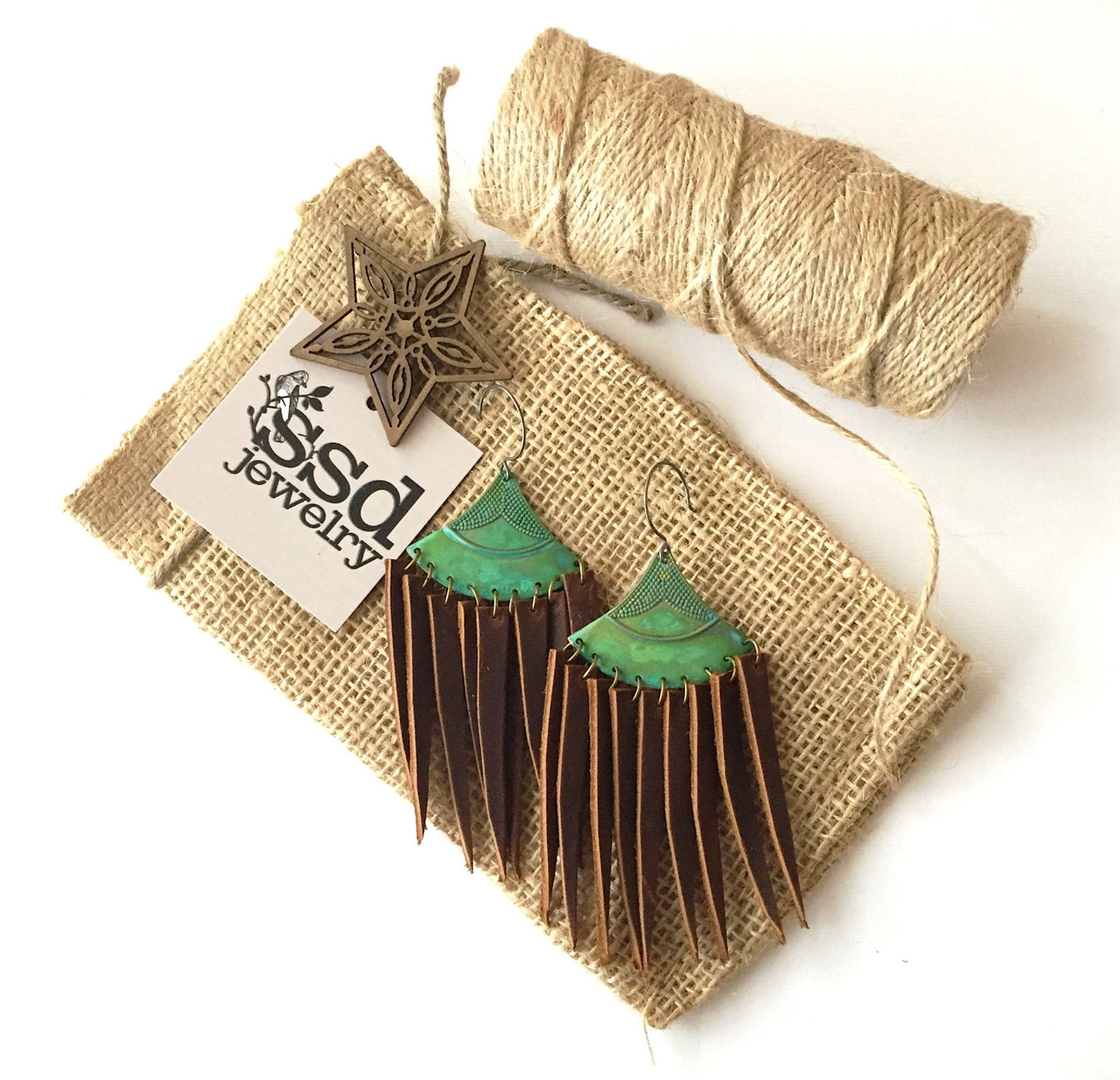 Verdigris Aztec Triangles With Leather Fringe - Etsy