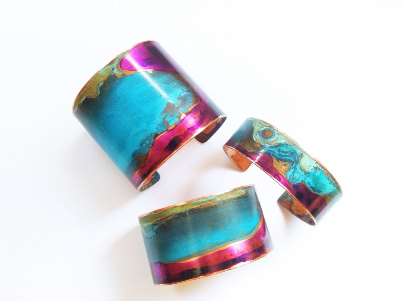 The Original Patina Cuff - Purple & Mixed Verdigris 3/4" Copper Cuff - Etsy