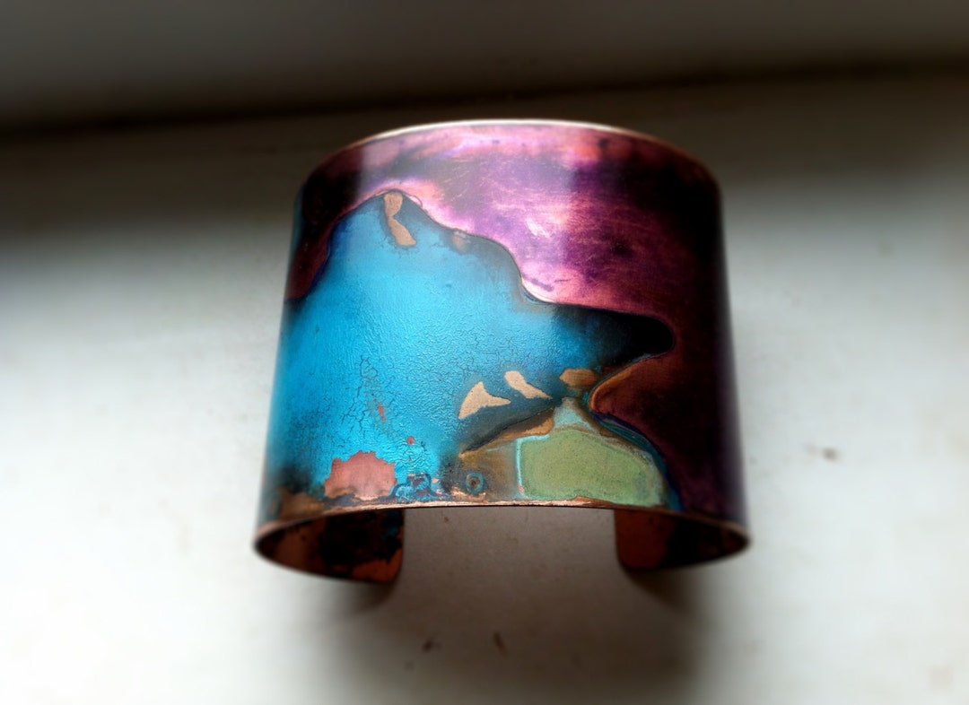The Original Patina Cuff - Purple & Mixed Verdigris - 2" Copper Cuff - Etsy