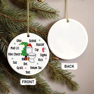 Funny Gen Alpha Slang Christmas Ornament, Skibidi Rizzmas, Skibidi ...