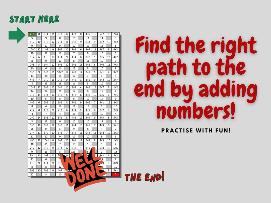 Math Puzzle, Maze. Find the Right Path by Adding Numbers! Practice With ...