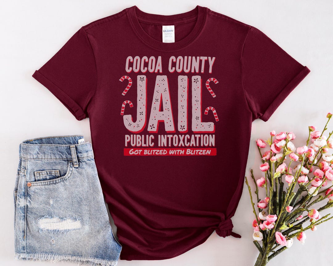 Funny Christmas Jail Shirt Holiday Humor Design Cocoa County T-shirt ...