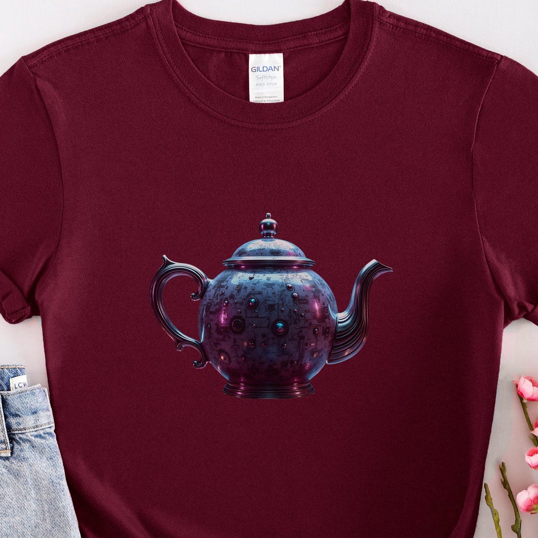 Retro Futuristic Teapot Design Cyberpunk Aesthetic Vintage Sci-fi Art T ...