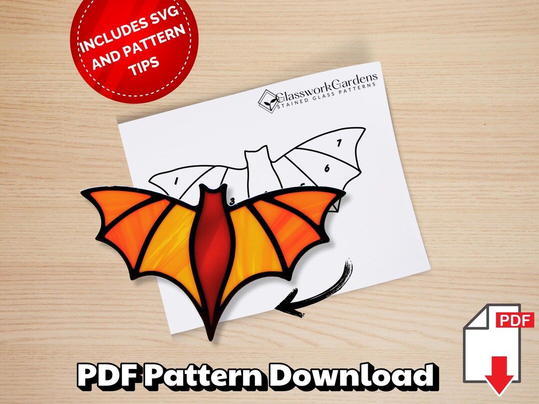 Halloween Bat Stained Glass Pattern - Funny Suncatcher - Beginner ...