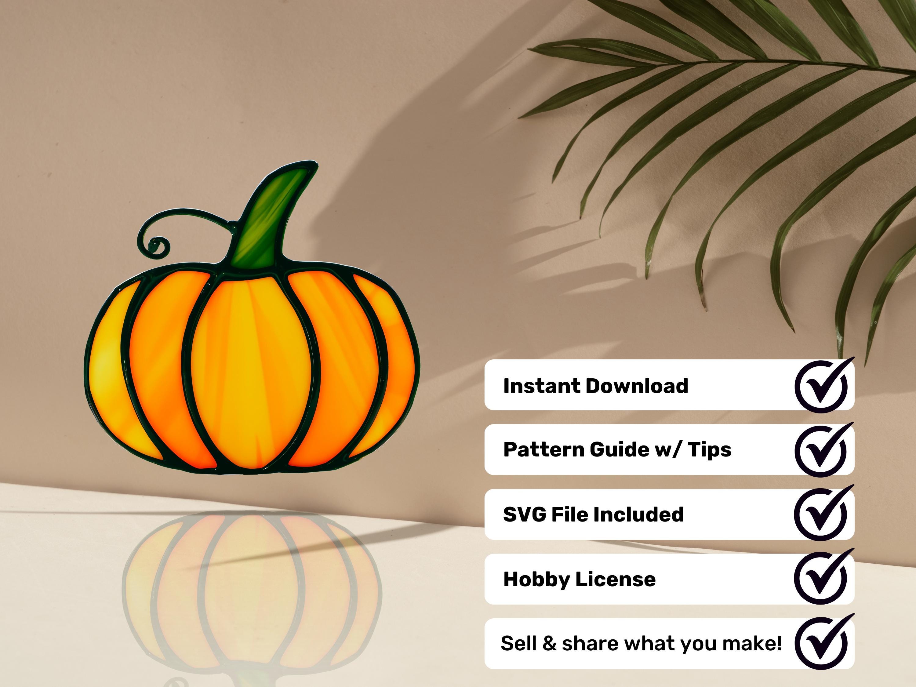 Fall Pumpkin Stained Glass Pattern - Autumn Suncatcher - Beginner ...