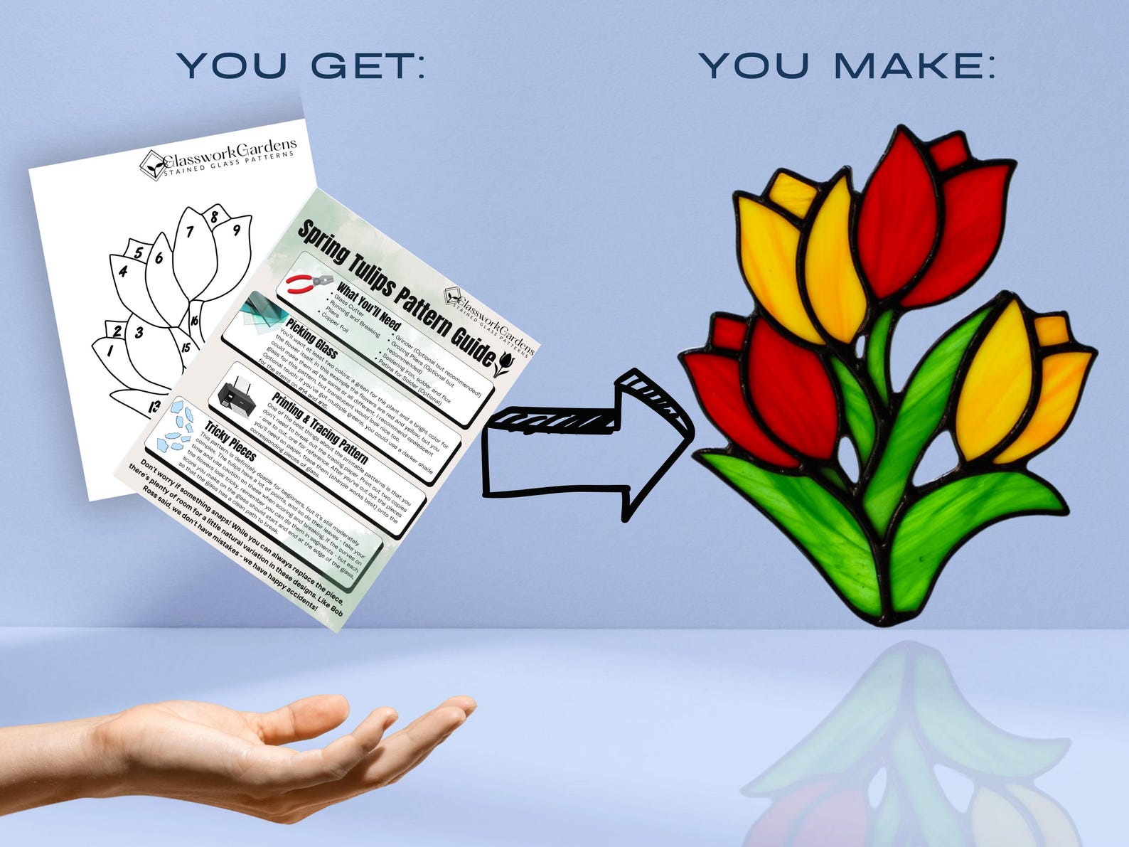 Tulip Stained Glass Pattern Beginner Friendly Suncatcher PDF Instant ...