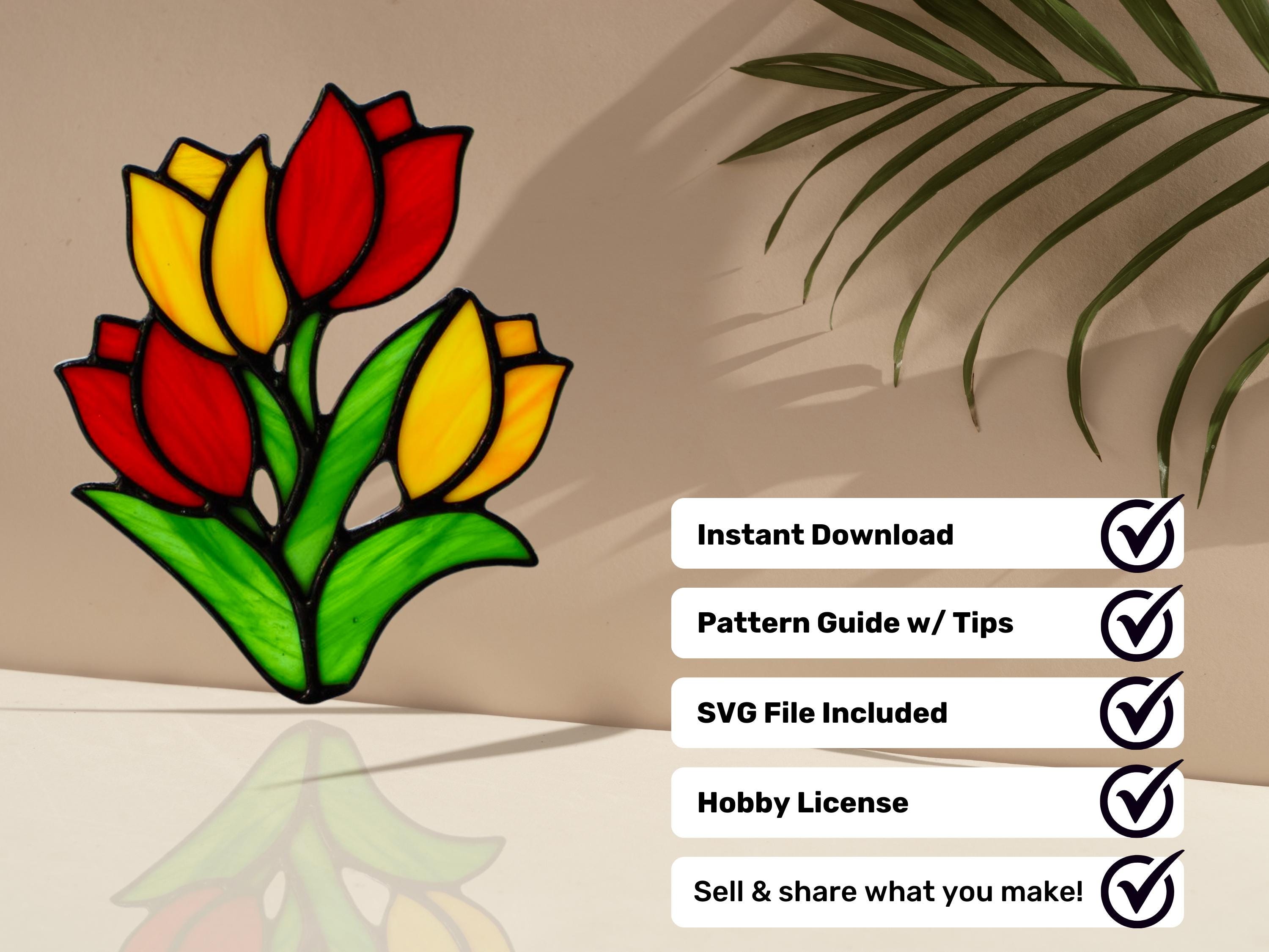 Tulip Stained Glass Pattern Beginner Friendly Suncatcher PDF Instant ...