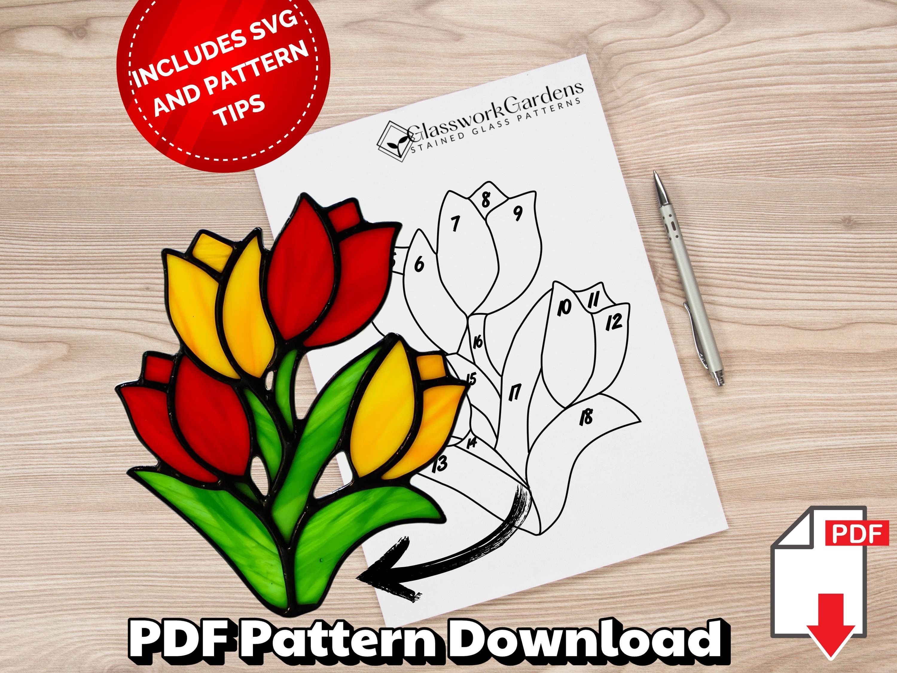 Tulip Stained Glass Pattern Beginner Friendly Suncatcher PDF Instant ...