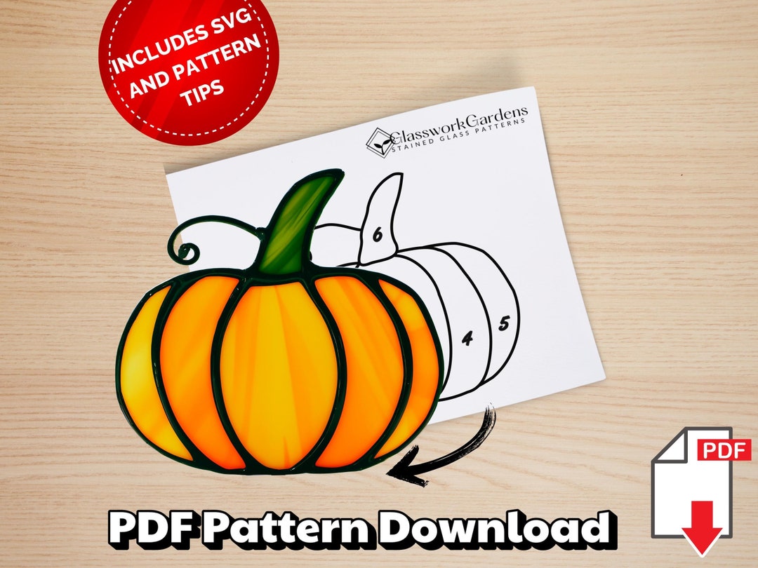 Fall Pumpkin Stained Glass Pattern - Autumn Suncatcher - Beginner ...