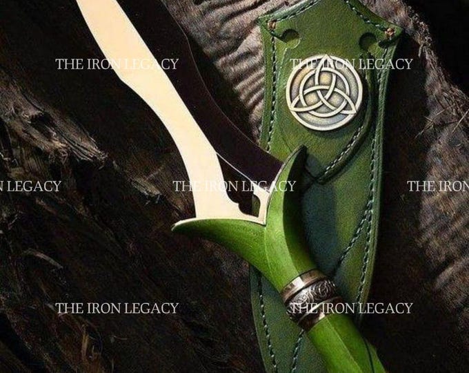 Handmade Dagger With Black and Green Wood Handle & Celtic Sheath ...