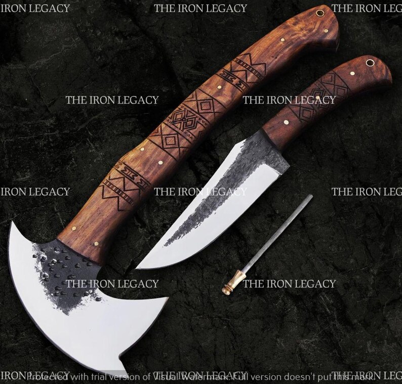 Forged Full Tang Tomahawk Axe: Handmade Bushcraft Hatchet With Sheath ...