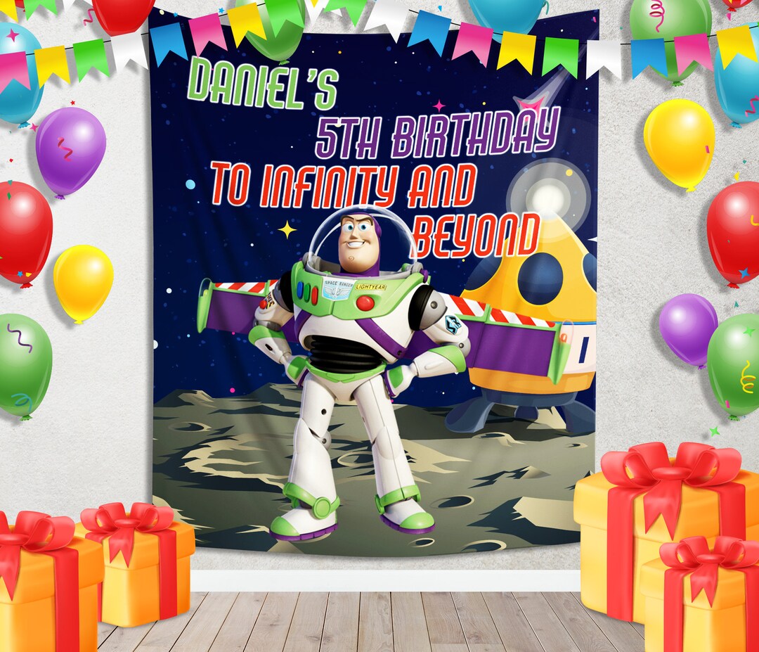 Buzz Lightyear Party Birthday Banner, Buzz Lightyear Birthday Backdrop ...