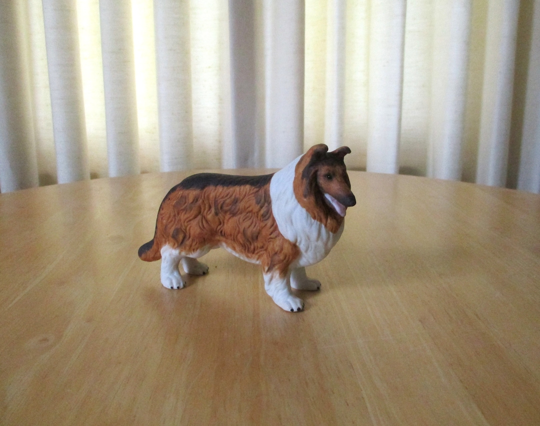 Vintage 1980s Collectible Ceramic Standing Tri-color Collie Bisque ...