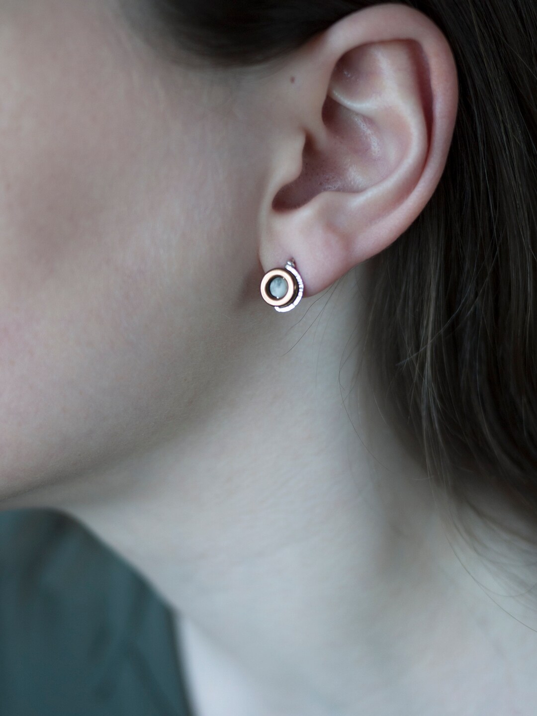 Stone Studs, Hematite Earrings, Circle Studs, Simple Jewelry, Everyday ...