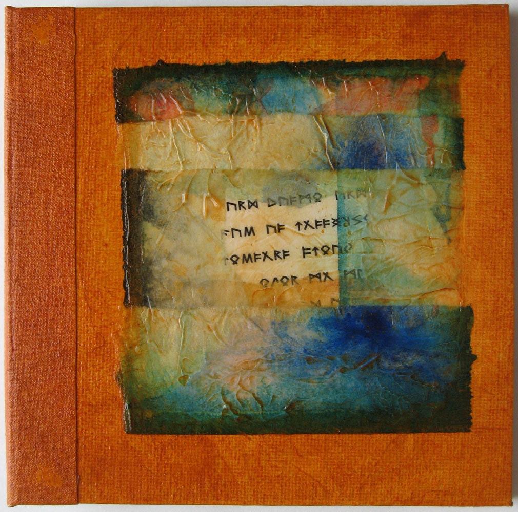 Handmade Refillable Journal Yellow Orange Rune Rice Paper Collage ...