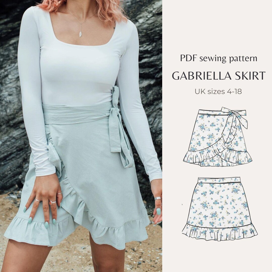 Gabriella Ruffle Wrap Mini Skirt Pattern - Womens Wrap Skirt PDF Sewing ...