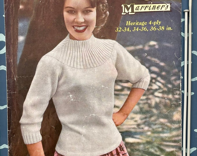 Marriner's 1950s Knitting Pattern for a Women's Jumper With 3/4 Sleeves ...