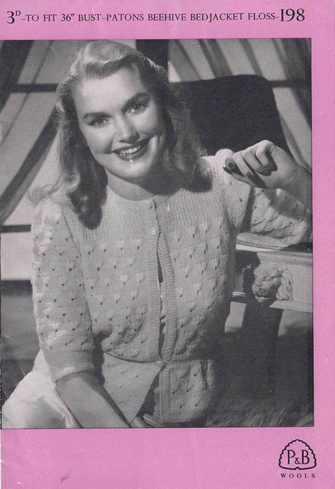 Vintage Knitting Pattern, 1940s Knitting Pattern, Bed Jacket Knitting ...