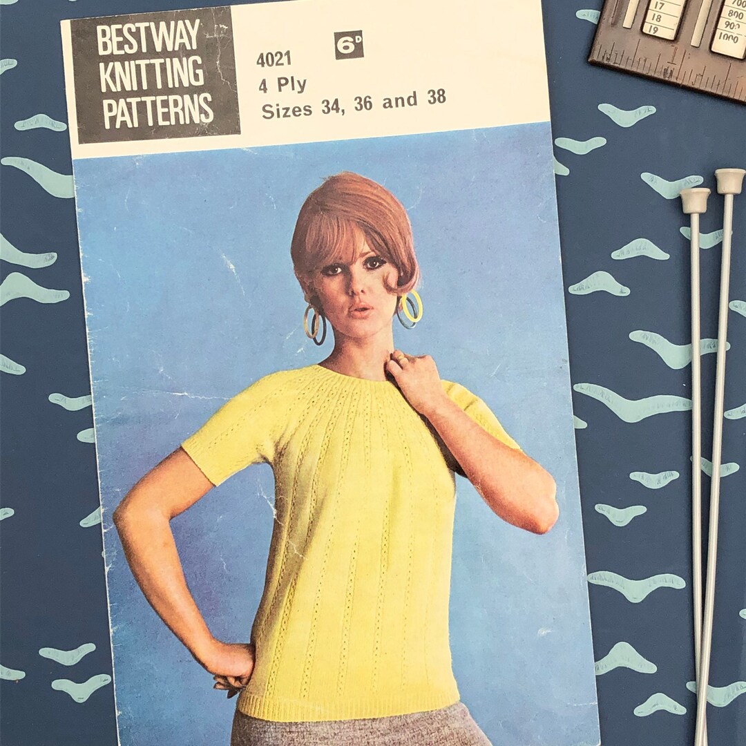 1960s Yoked Jumper Knitting Pattern, 4ply, Short Sleeves, 36-38" Bust ...