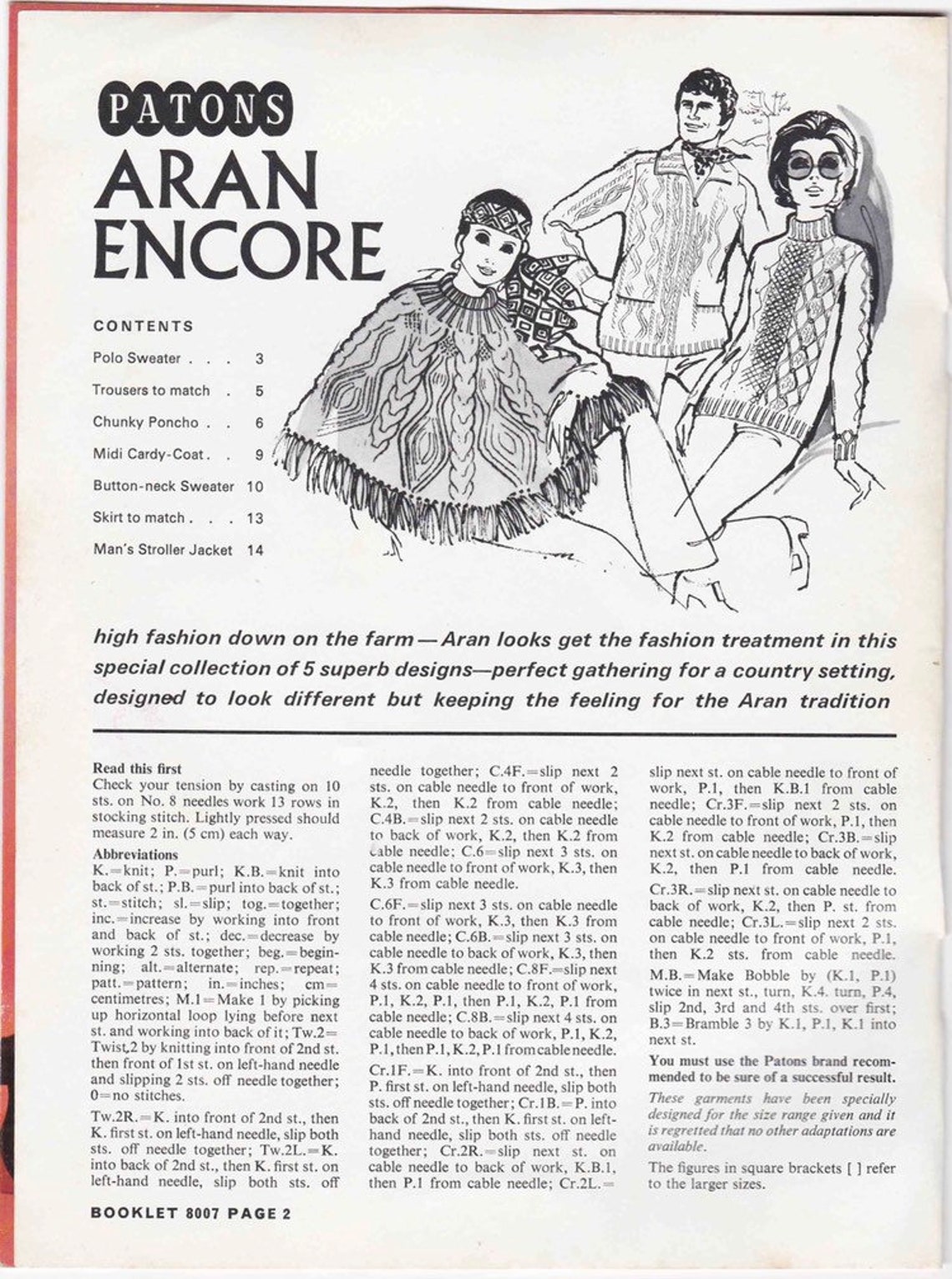 1970s Aran Knitting Pattern: Patons Cable Knit Garments - Etsy