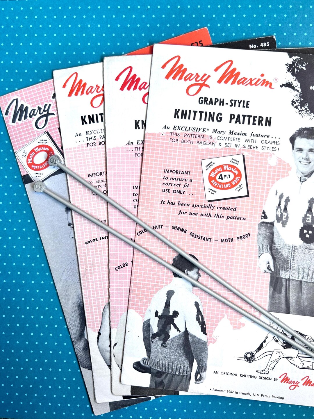 Original 1950s Mary Maxim Canadian, Graph Style, Knitting Patterns for ...