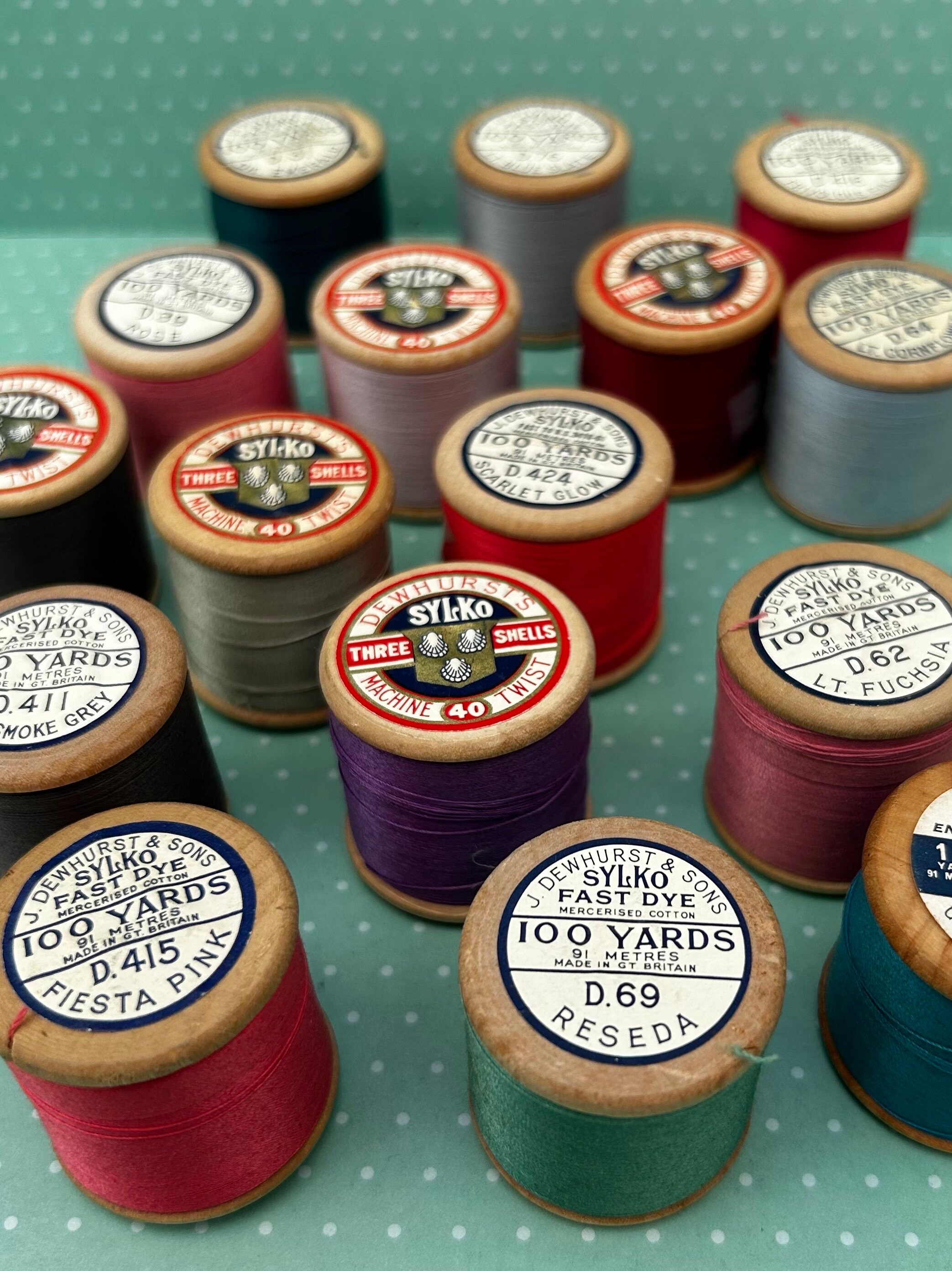 UNPIERCED LABELS - Vintage 40wt Sylko Wooden Cotton Reels/spools ...