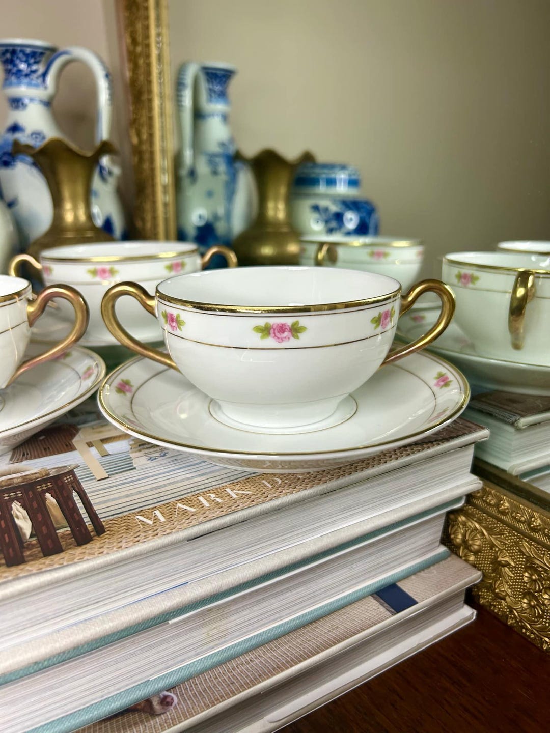 10 Piece Cup and Saucer Vintage Zeh Scherzer Bavaria Porcelain 1930s ...