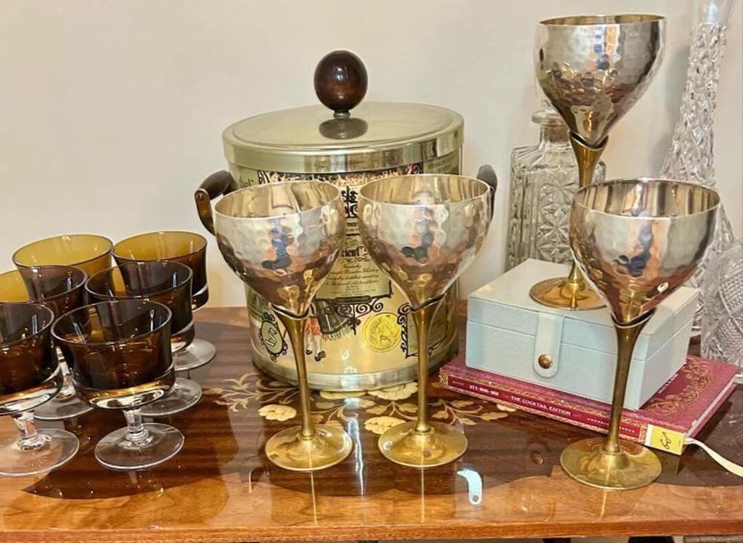 Set of 4 Vintage Solid Brass Goblets - Etsy