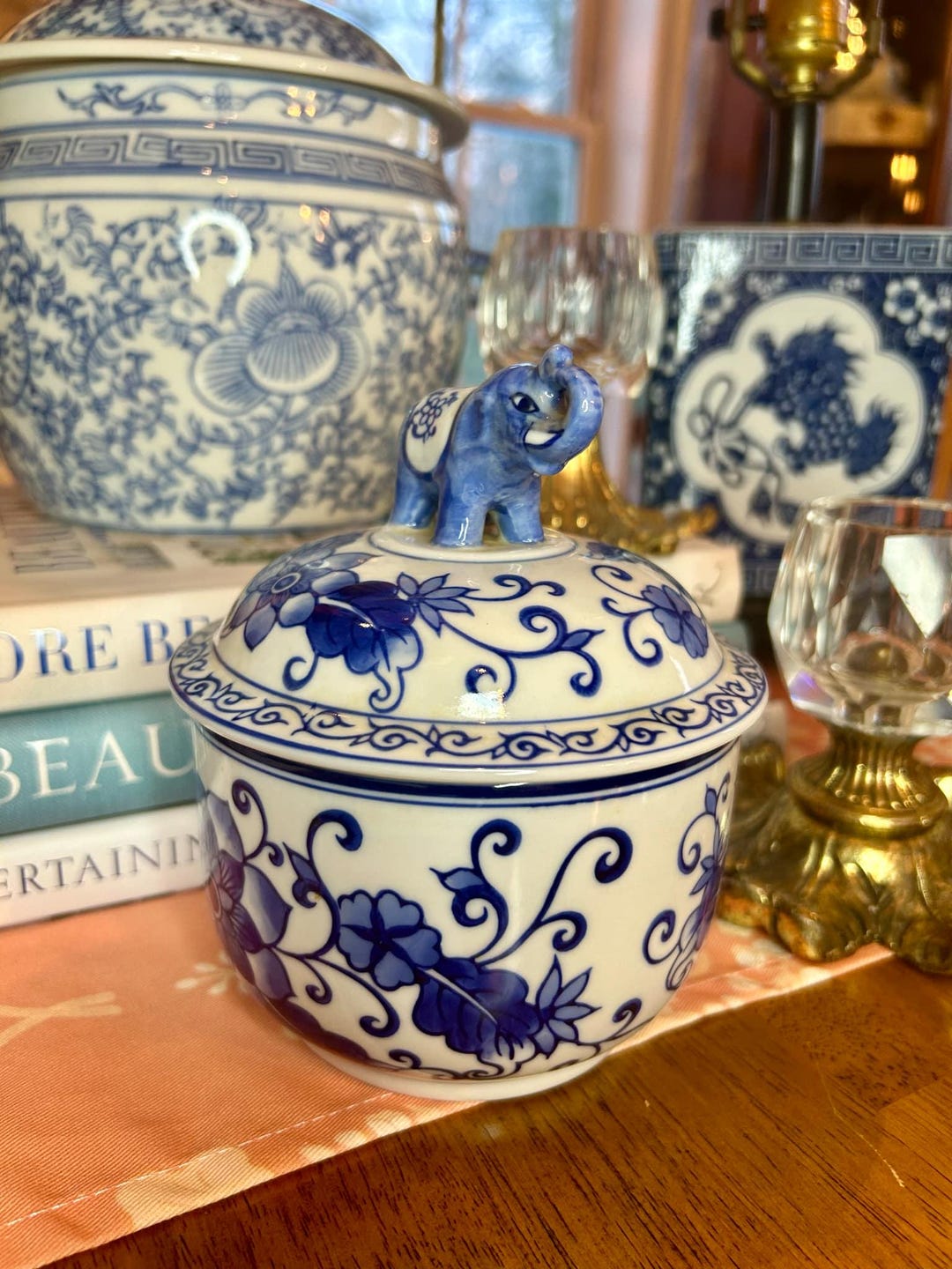 Vintage Chinese Ceramic Elephant Jar Decoration - Etsy