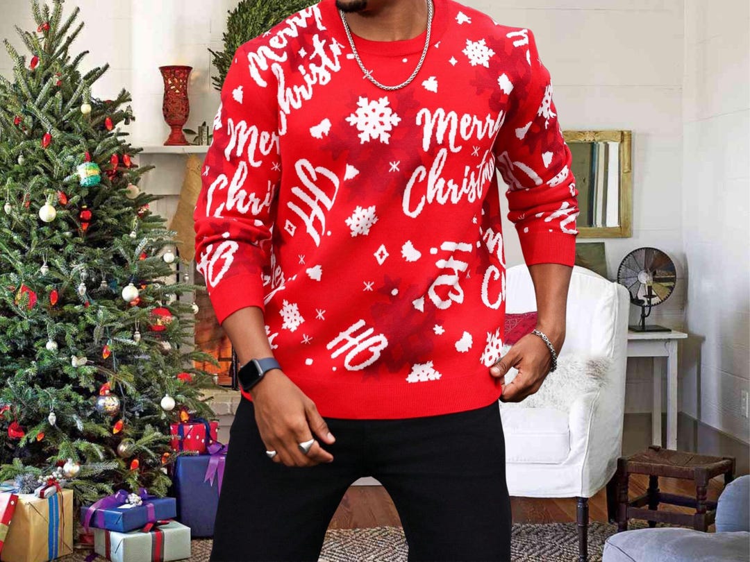 Christmas Outfit, Cozy Men's Snowflake Sweater, Stylish Winter Wear for ...