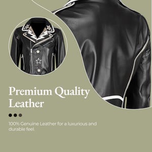 Black Leather Jacket, Women's Leather Jacket, Star Design Leather ...