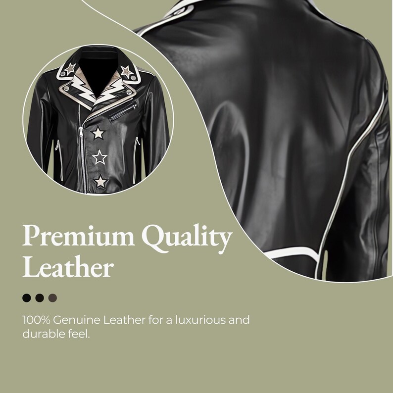 Black Leather Jacket, Women's Leather Jacket, Star Design Leather ...