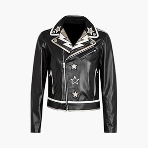 Black Leather Jacket, Women's Leather Jacket, Star Design Leather ...