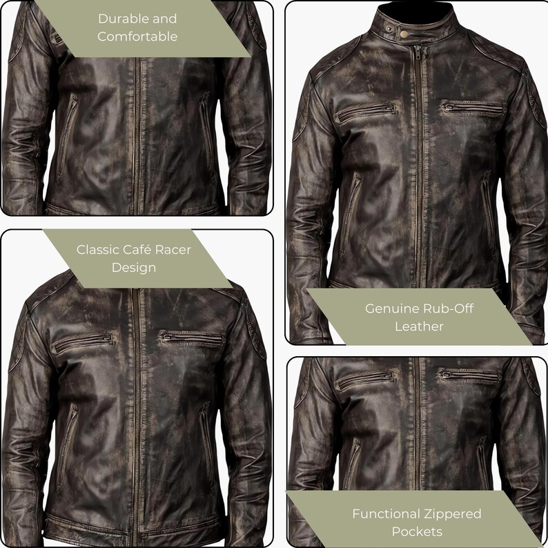 Brown Leather Jacket, Men Leather Jacket, Vintage Leather Jacket, Rub ...