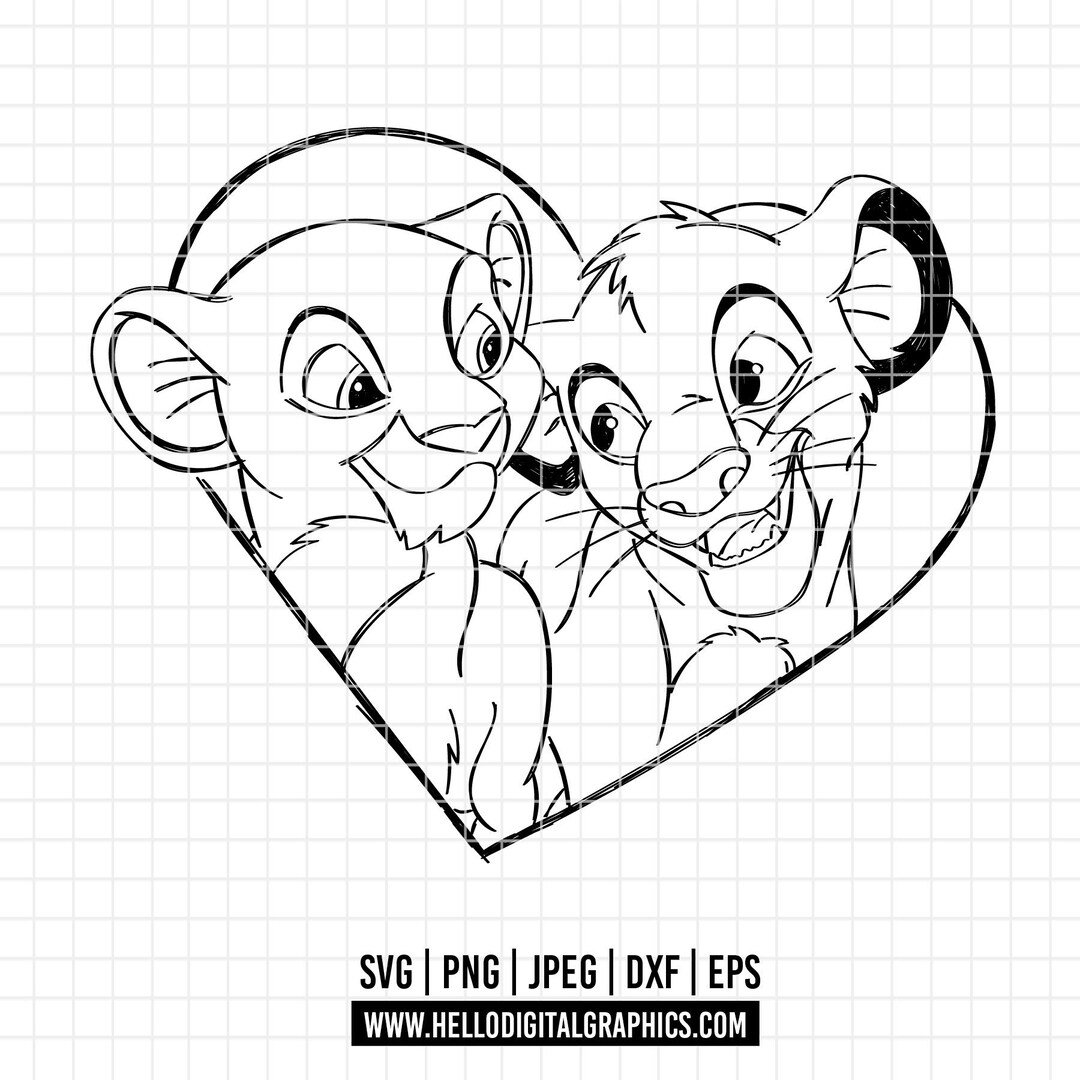 2086 - Corazón de Simba y Nala SVG, EPS, PNG - Clipart vectorial de ...