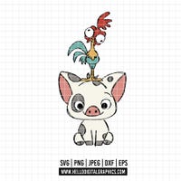 Heihei_and_pua_moana Svg Outline Dxf Eps Pdf Png, Cricut, Cutting File ...