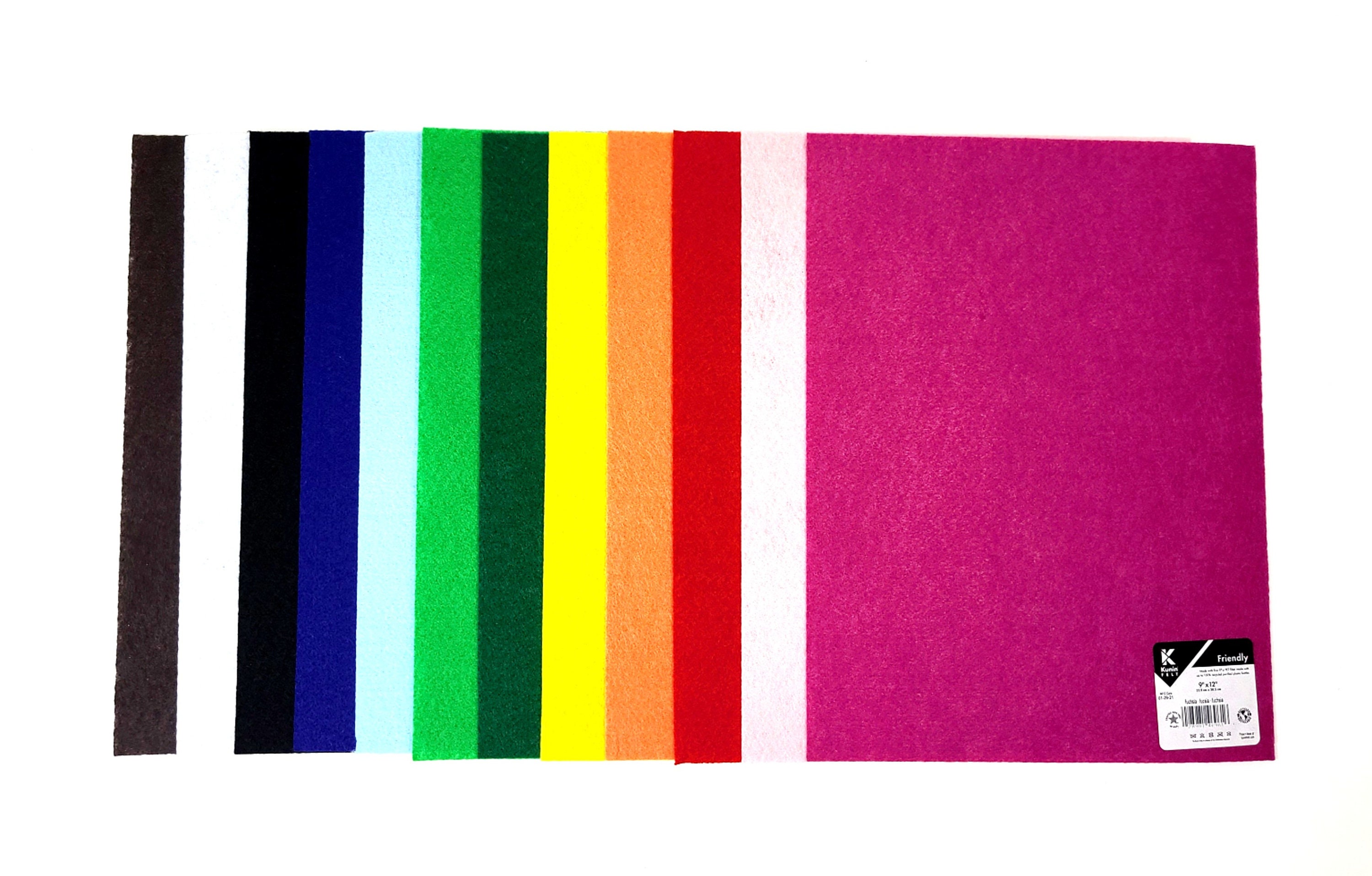 Stiffened Felt Sheets - Friendly Felt - 9 X 12 - Felt Sheets - Stiff ...