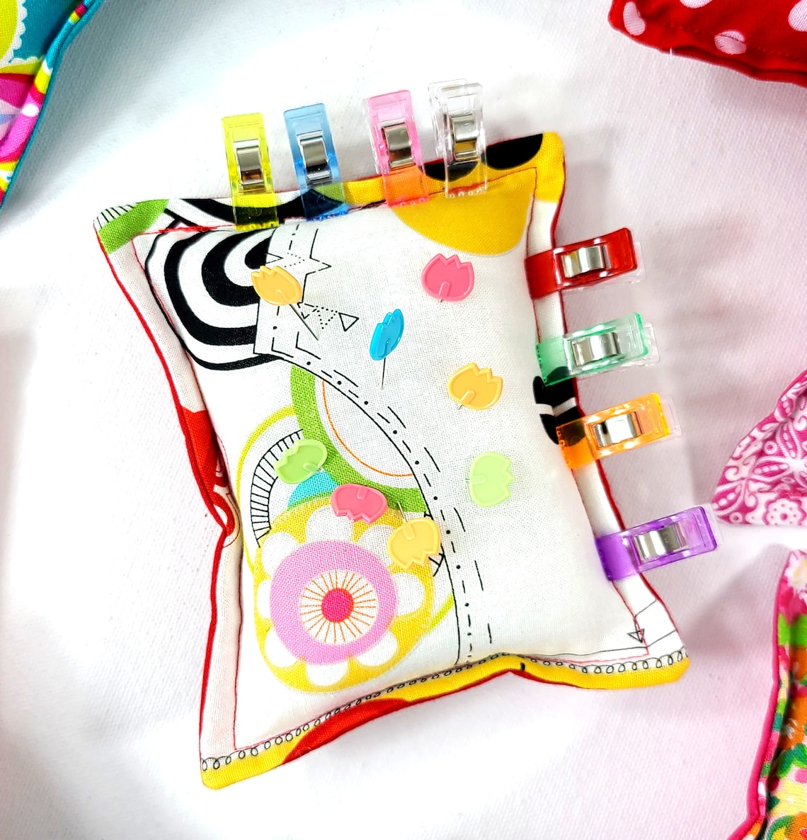 Fabric Clip Pin Cushion - 8 Fabric Clips - Sewing Supplies - Pin ...