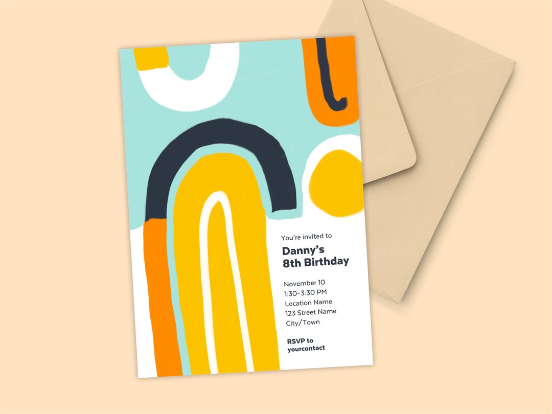 Sunny Day Invitation | Rainbow Invitation | Modern Invitation ...