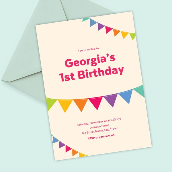 Bunting Invitation - Etsy