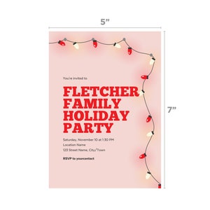 Red Christmas Lights Invite | Editable Holiday Invite | Simple ...