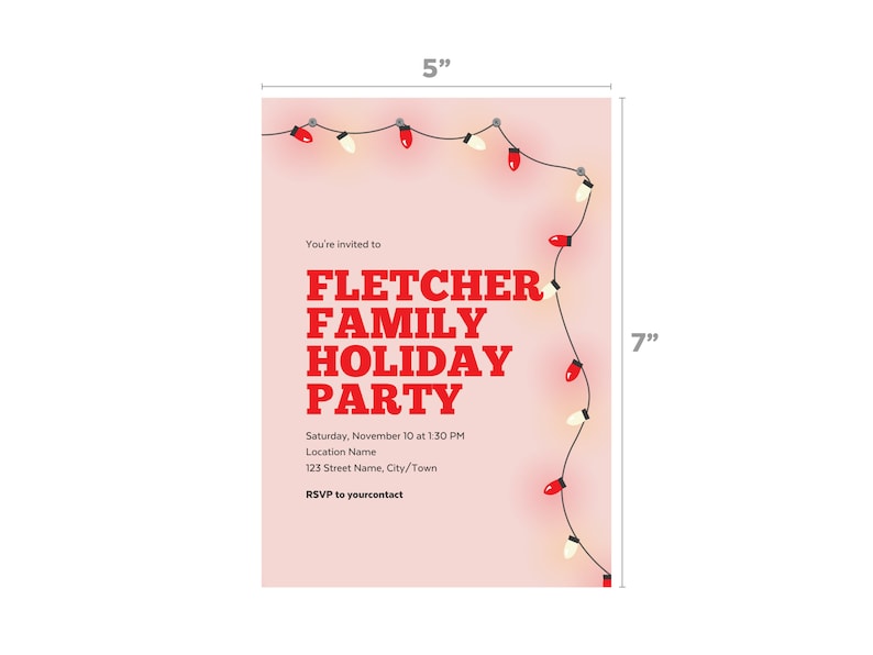 Red Christmas Lights Invite | Editable Holiday Invite | Simple ...