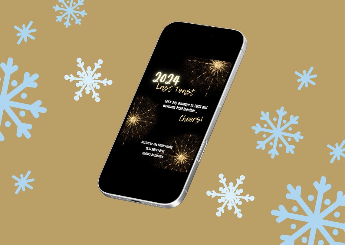 2024 Last Toast Party Digital Invitation Family New Years Eve Party ...