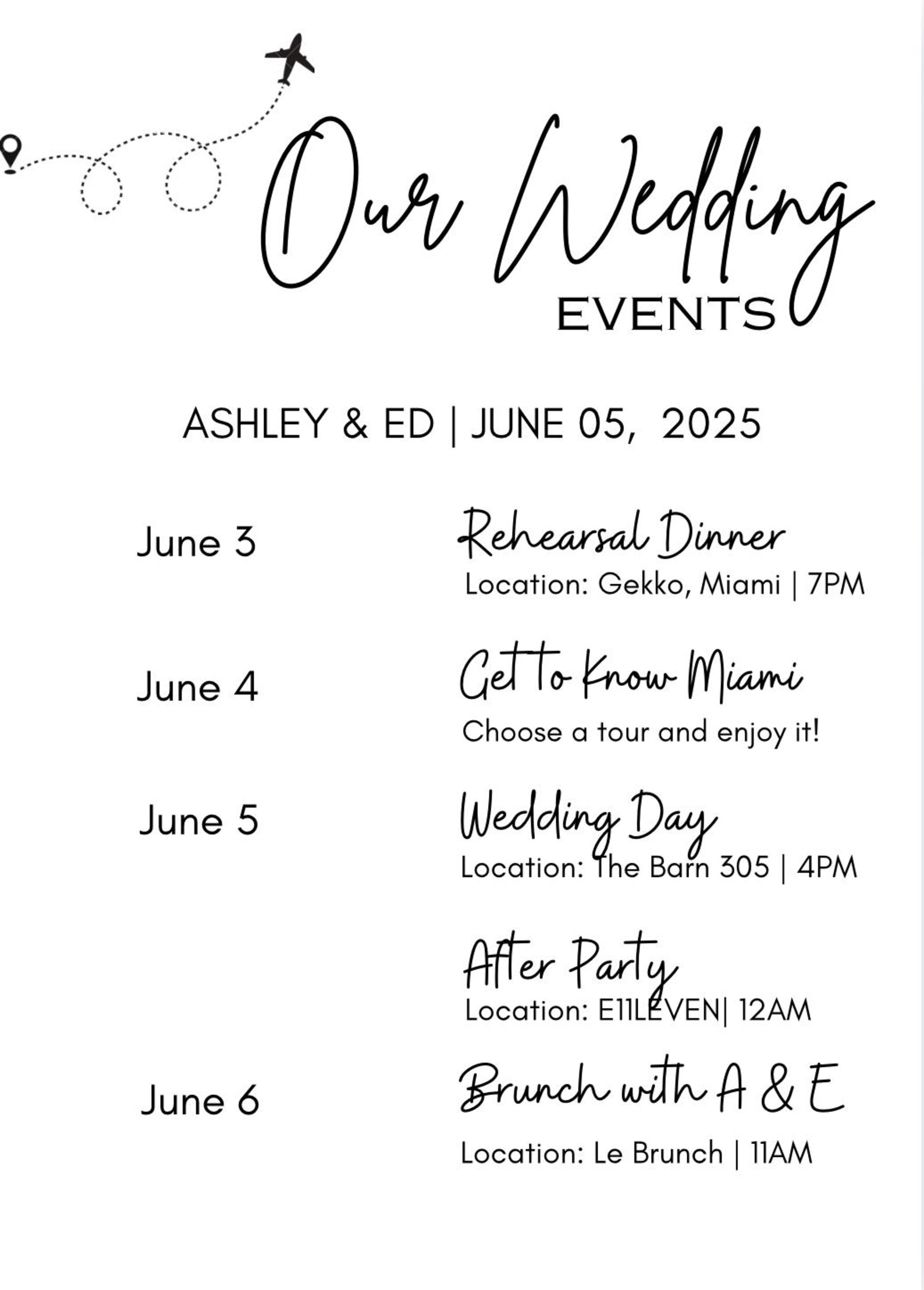 Wedding Events Customizable Template, Black and White Wedding Events ...