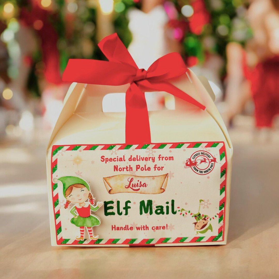 Chistmas Gable Box, Elf Favor Box, Santa Mail From Elf, Christmas Box ...
