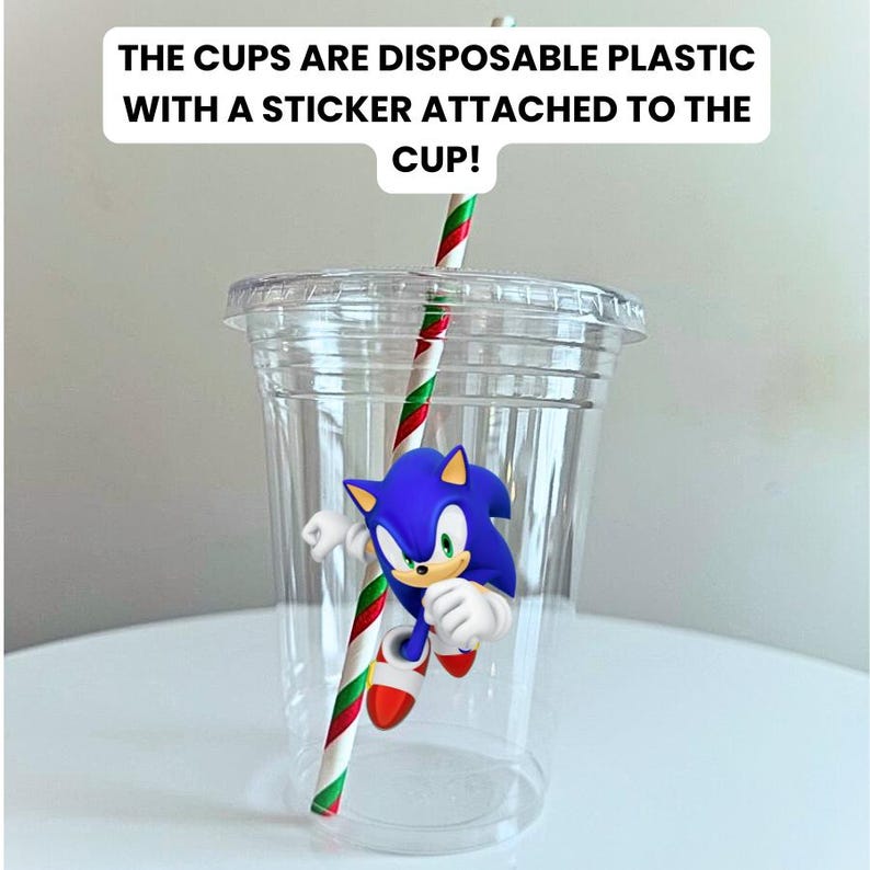 Sonic Birthday Party Cups – Themed Disposable Cups With Straws - Etsy